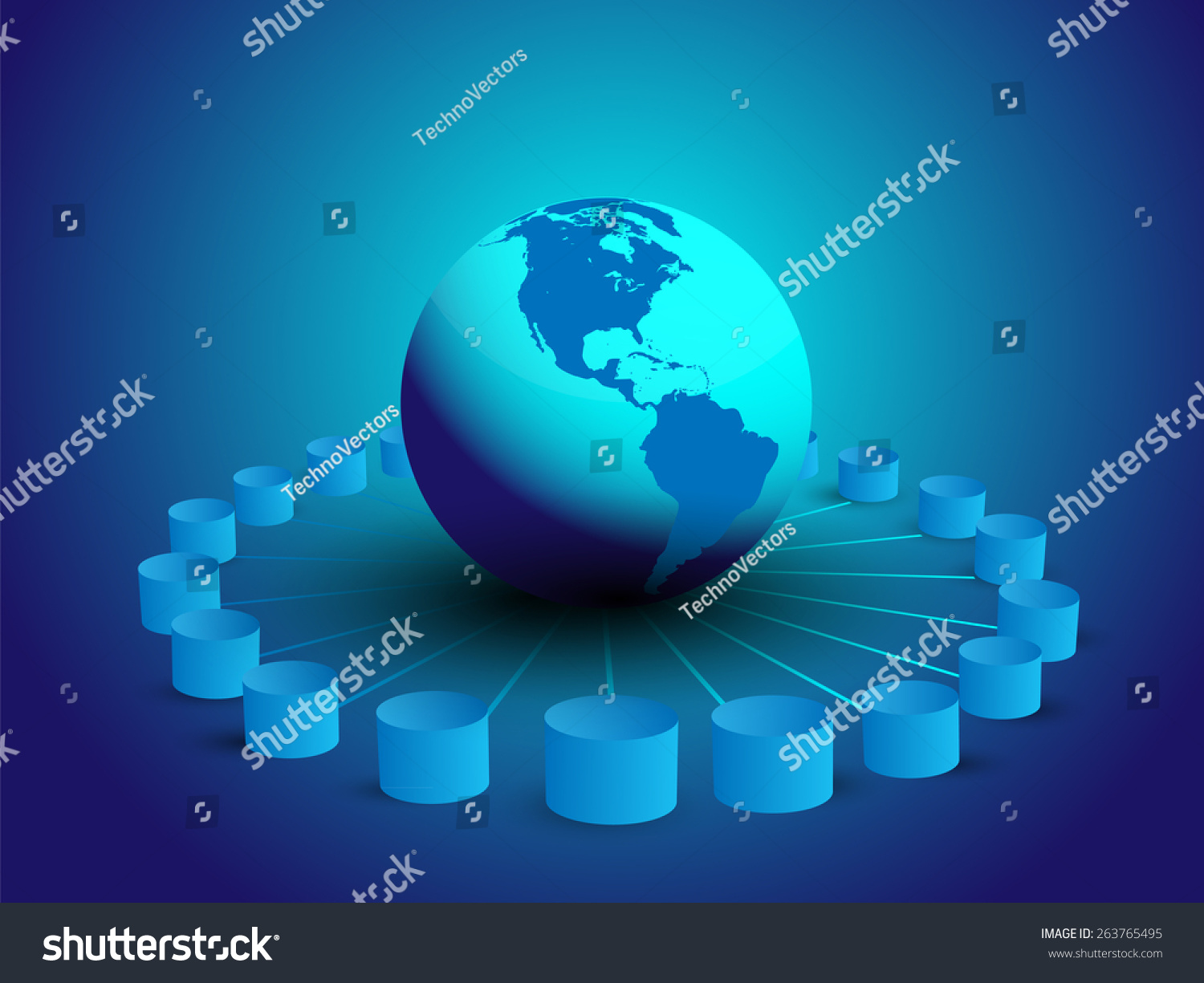 Stock Vector Vector Illustration Of Database Integration Different Databases Connecting Globally